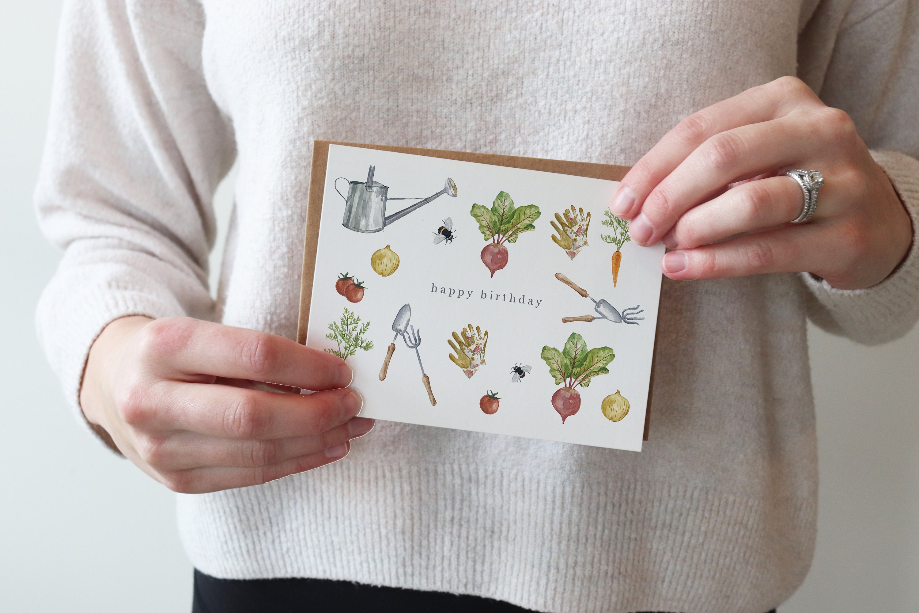 Watercolor Birthday Card: Handmade Gardening Theme - Etsy