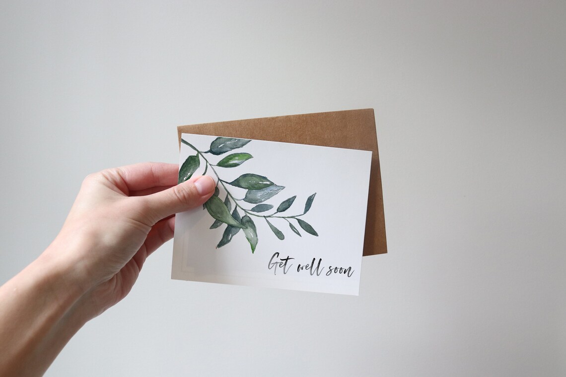 Get Well Soon Watercolor Greeting Card Blank Note Card | Etsy