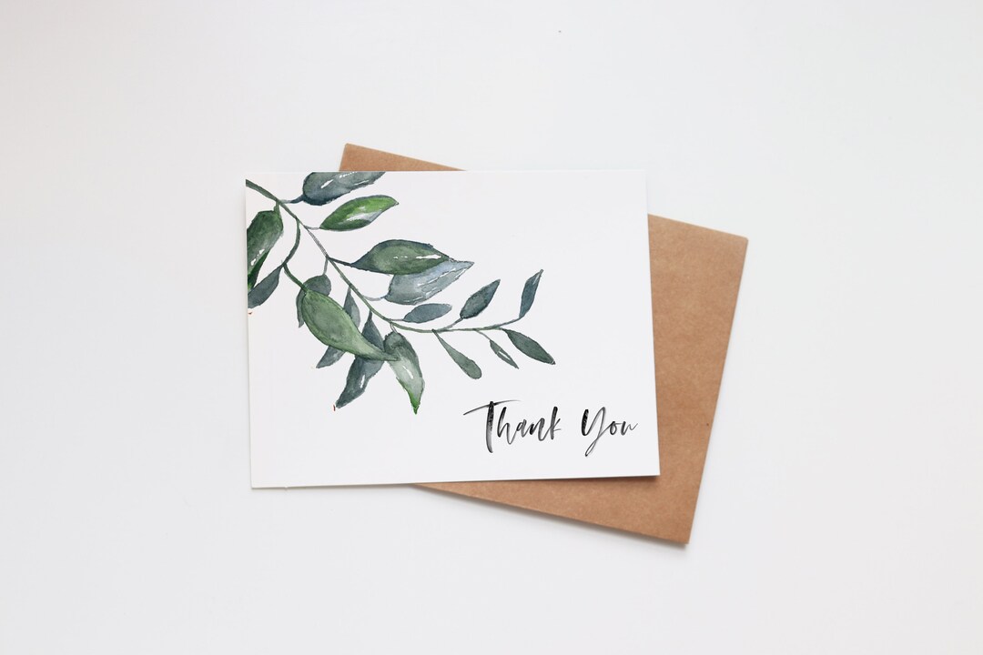 Elegant Botanical Thank You Card - Etsy