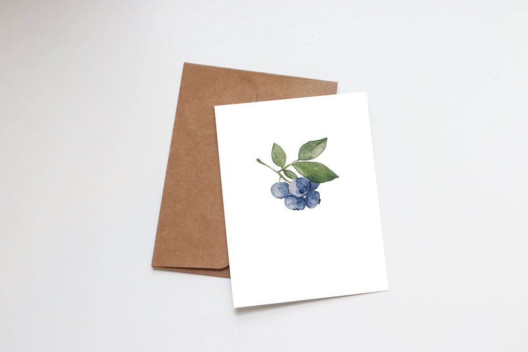 Watercolor Blueberry Greeting Card Ideal for All Occasions - Etsy