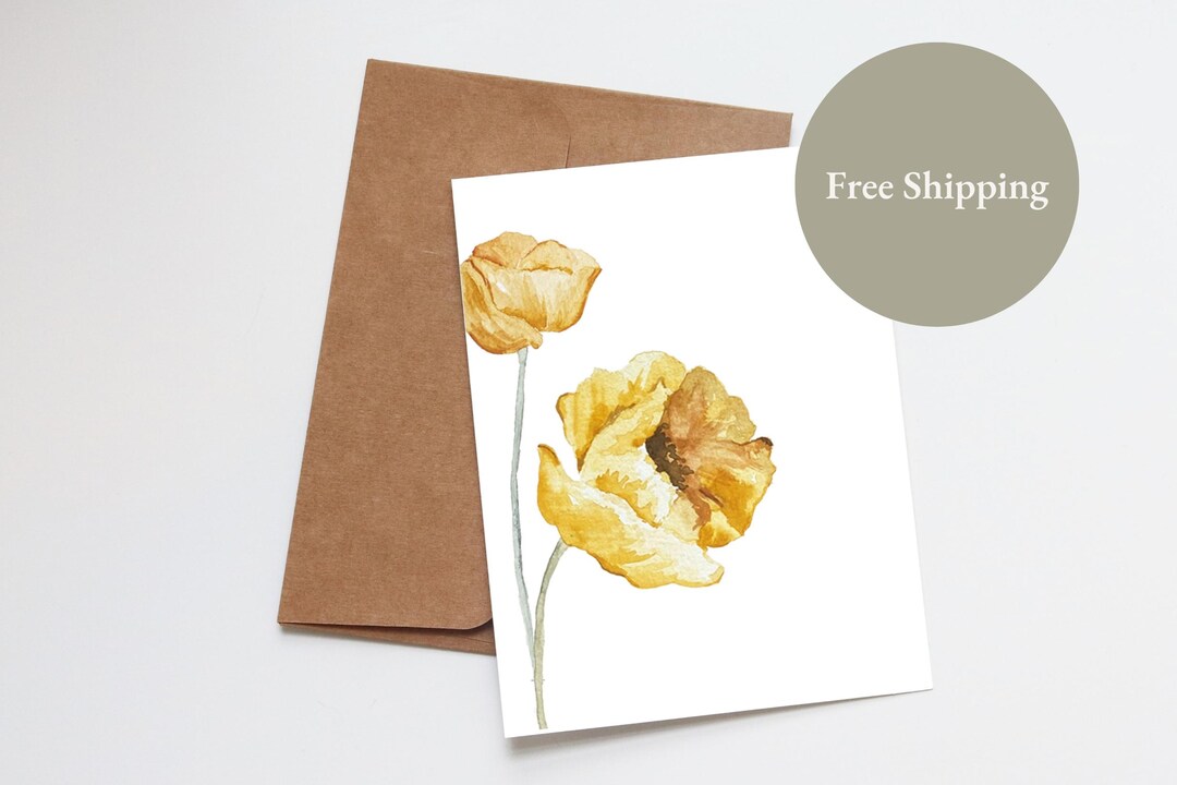 Poppy Flowers Greeting Card: Blank Watercolor Floral Card - Etsy