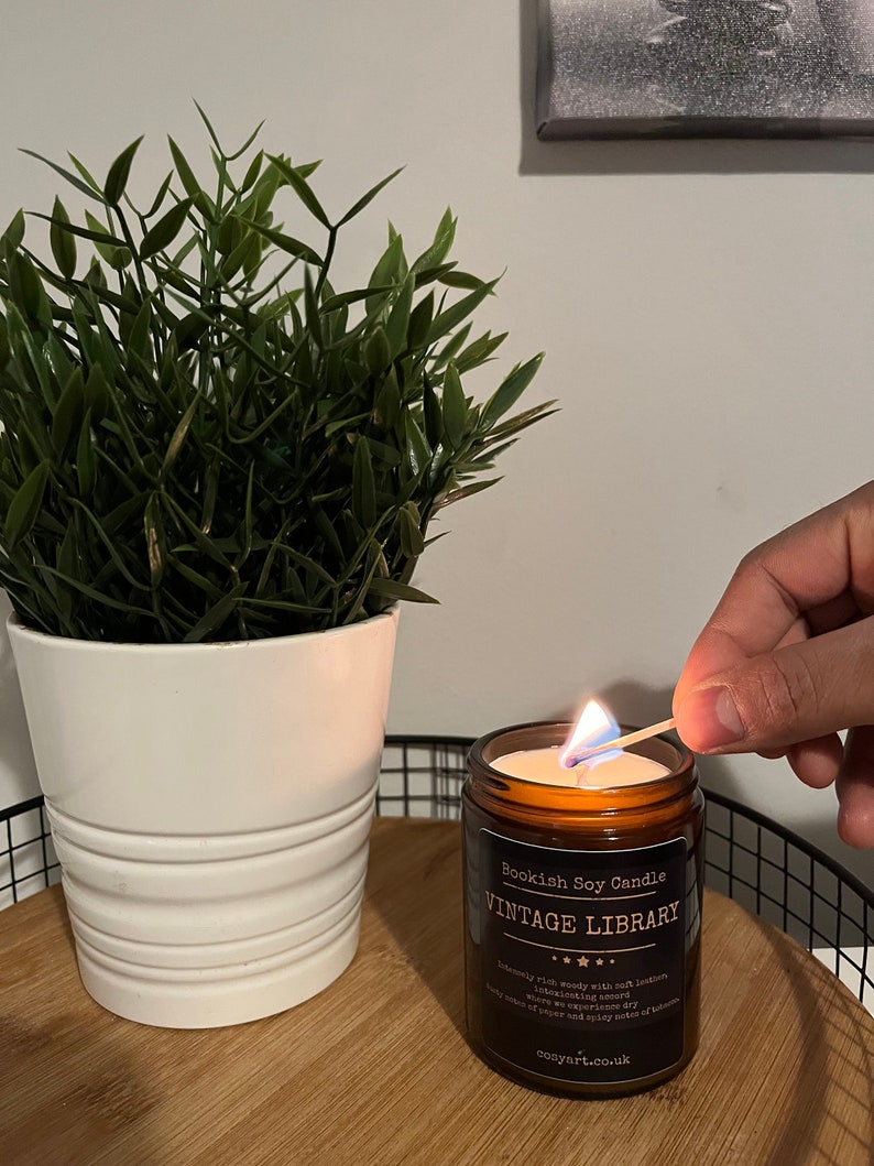 Bookish Candles leather Paper Tobacco Cosy Art Candle - Etsy UK