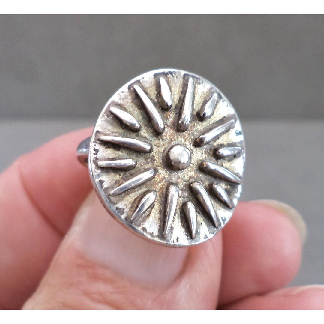 Vintage MCM Starburst STERLING Silver RING Artisan Greece 950 Silver ...