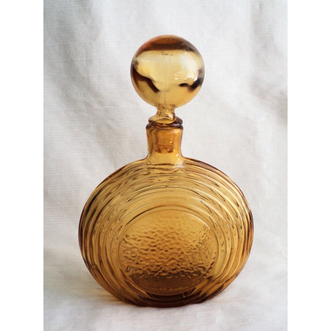 Vintage BULL'S EYE Round Flat BOTTLE + Balloon Stopper - 12.5" Amber ...