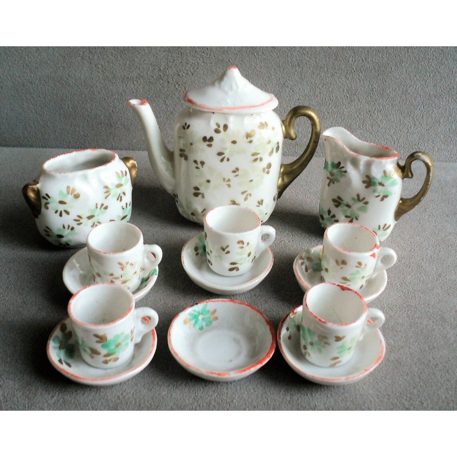 Miniatures Art & Collectibles Mini Teapot Doll Tea Set Plates and Sugar ...