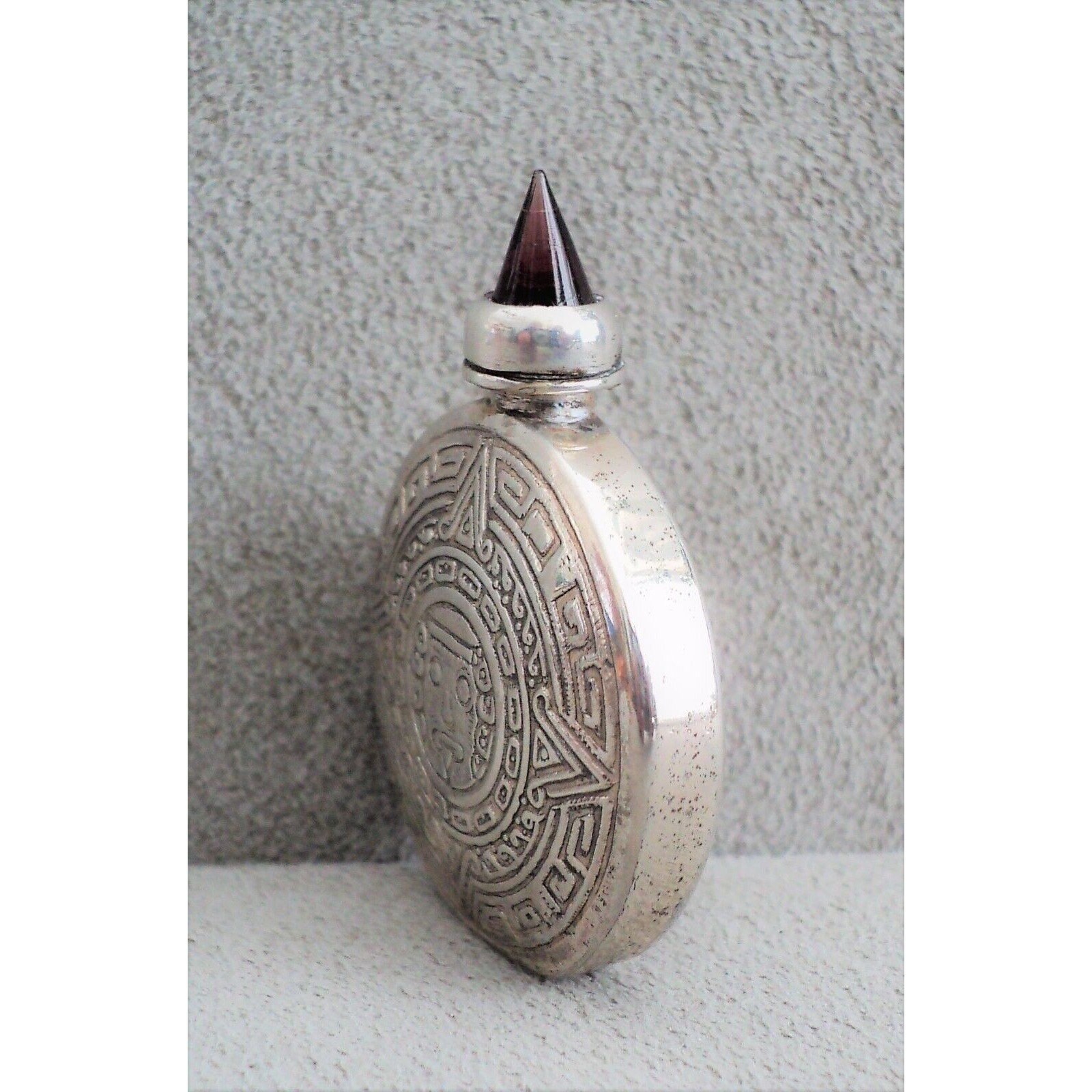 Sterling Silver Inca Maya Aztec PERFUME BOTTLE Amethyst Top - Etsy