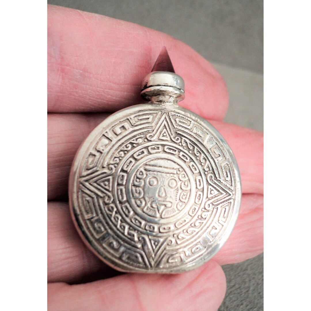 Sterling Silver Inca Maya Aztec PERFUME BOTTLE Amethyst Top - Etsy