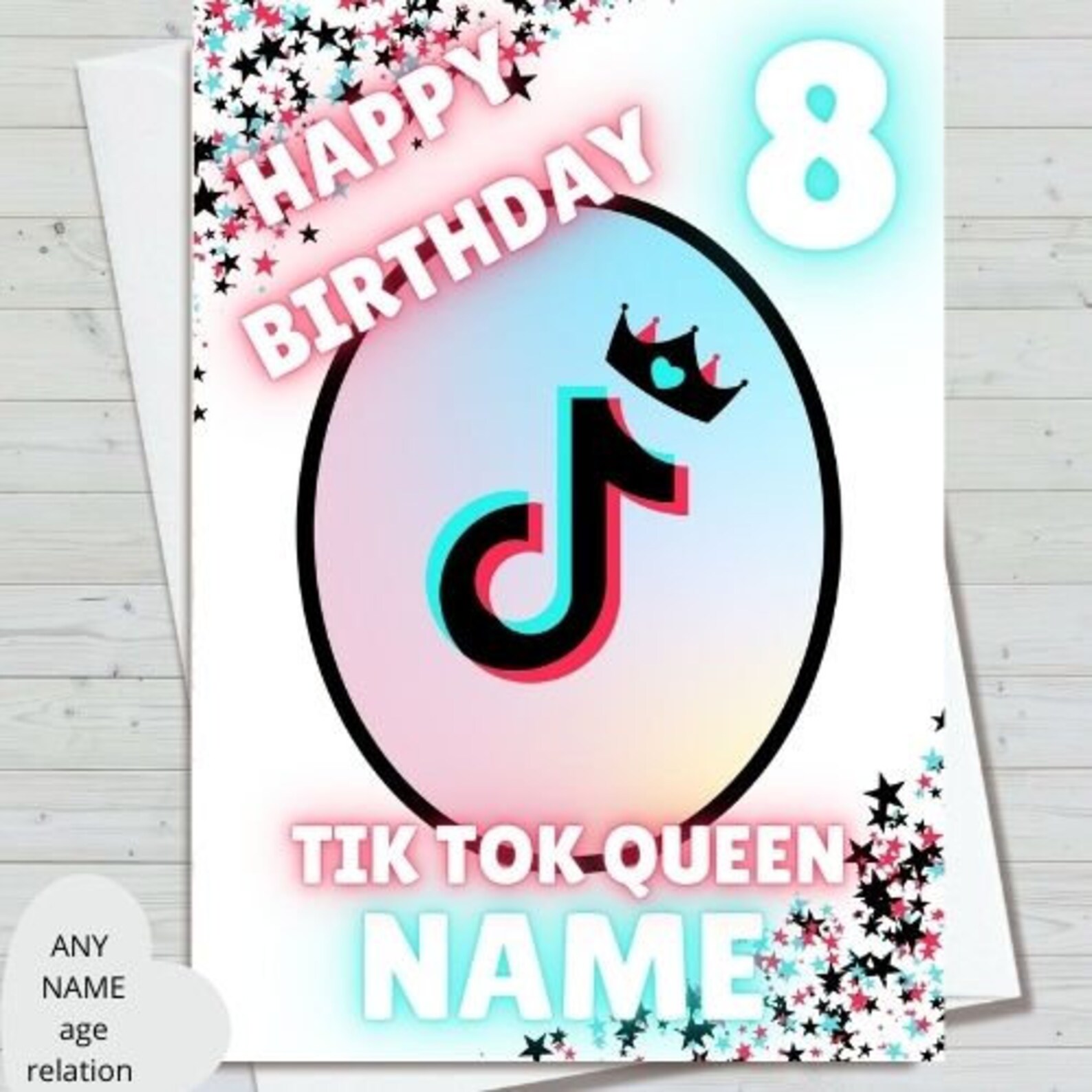 Tik tok birthday card tik tok personalised any name | Etsy