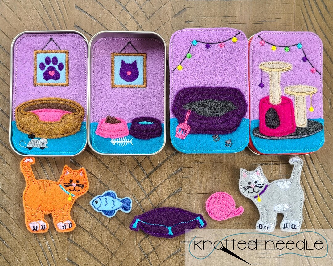 Felt Cat Travel Playset; Desk Pet: ITH Embroidery Designs (digital ...
