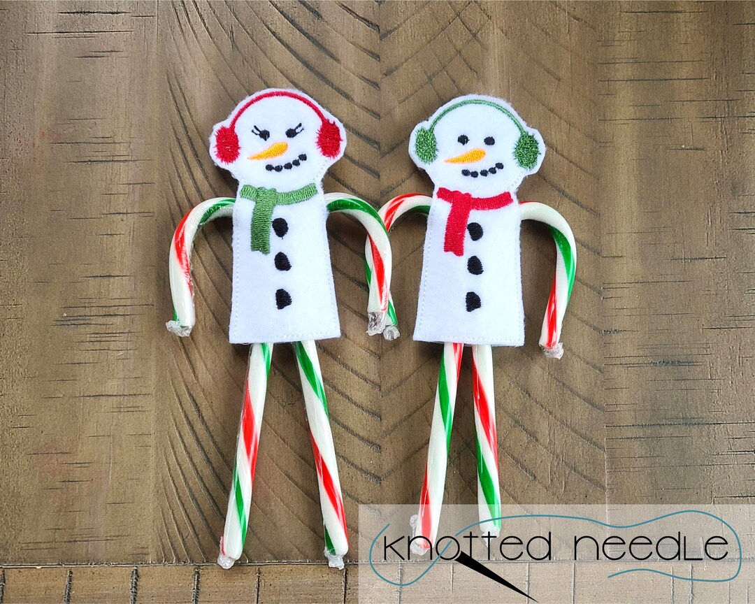 ITH Snowman Candy Cane Holder: Christmas Embroidery Designs (digital ...