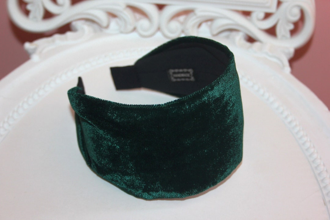 Dark Green Velvet Headband Wide Hairband Women Hair Scarf Deluxe Pixie ...
