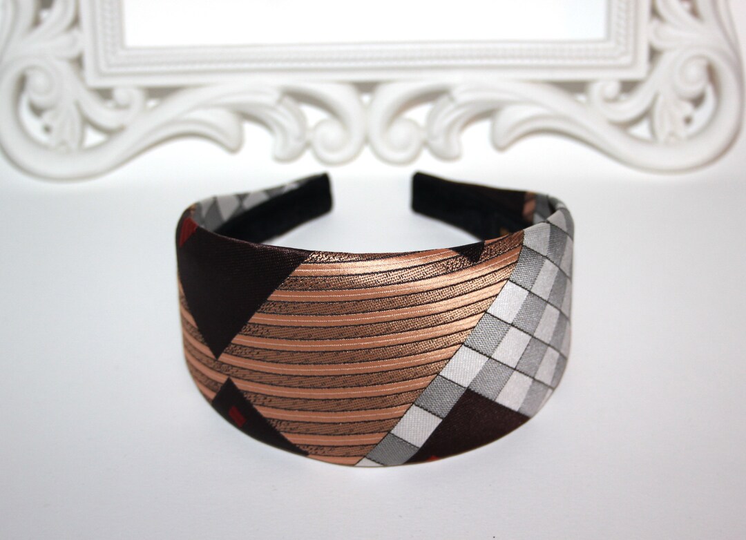 Copper Stripe Headband for Women 2.75" Inch Geometric Tie Head Scarf ...