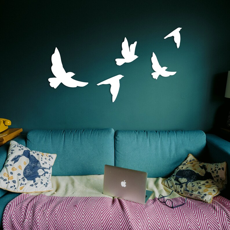 Metal Birds Wall Art Decor, Flying Birds Sign, Flock Decor, Living Room ...