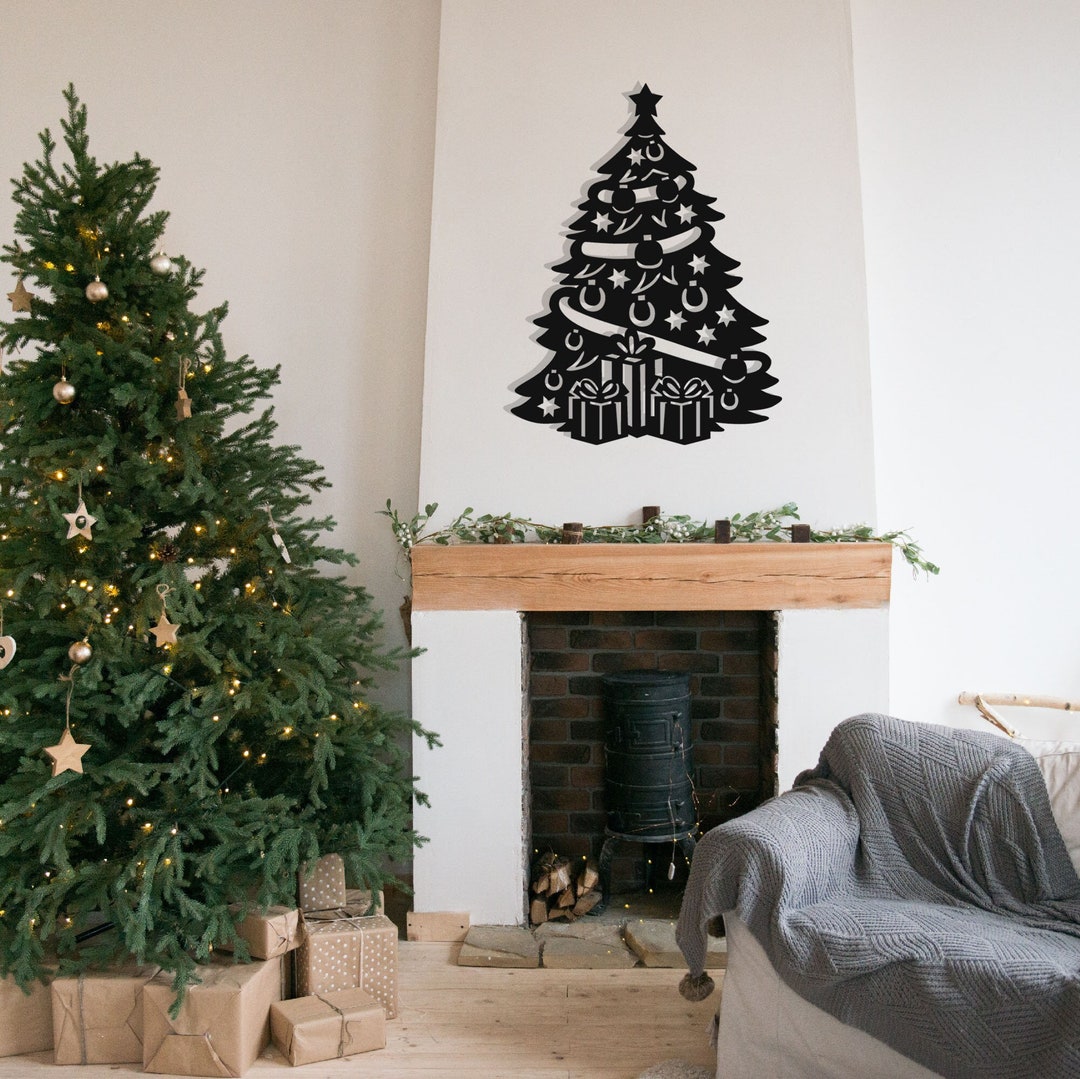 Tree Christmas Decor, Merry Christmas Metal Sign, Wall Decor, Holiday ...
