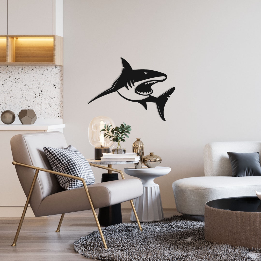 Shark Metal Wall Decor, Metal Nautical Wall Art, Housewarming Gift ...