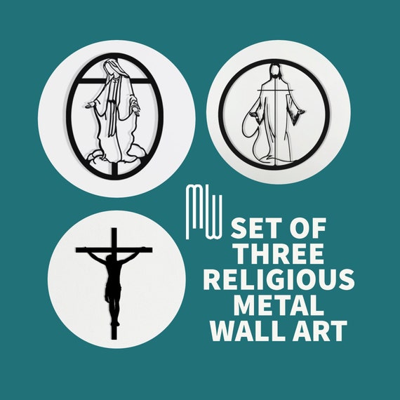 Set of Three Religious Metal Wall Art Jesus Christ Holy Virgin | Etsy