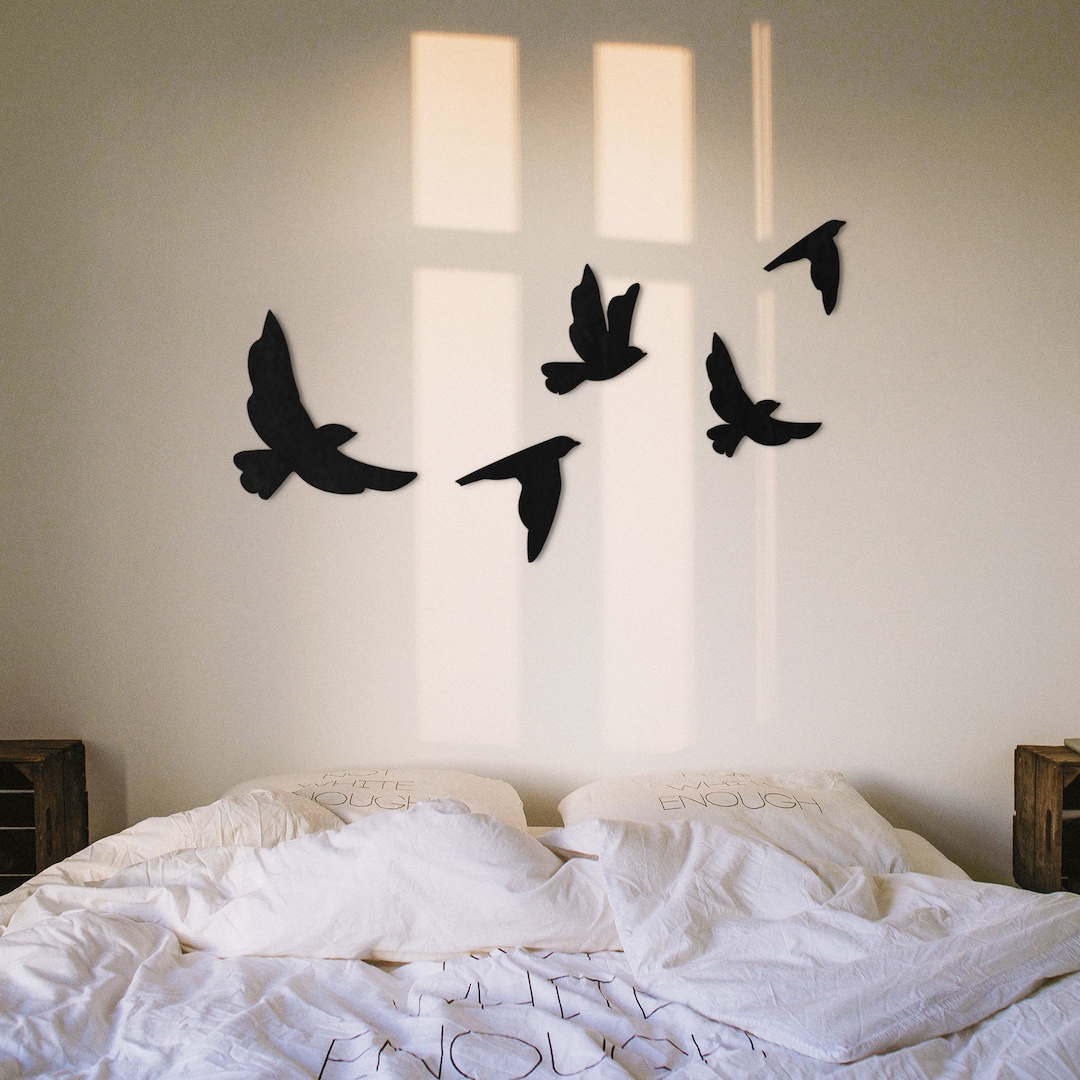 Metal Birds Wall Art Decor, Flying Birds Sign, Flock Decor, Living Room ...