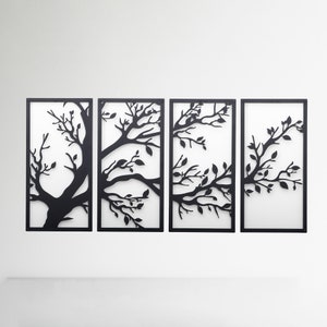 Tree of Life 4 Panels, Metal Tree Wall Art, Tree Sign, Metal Wall Decor ...