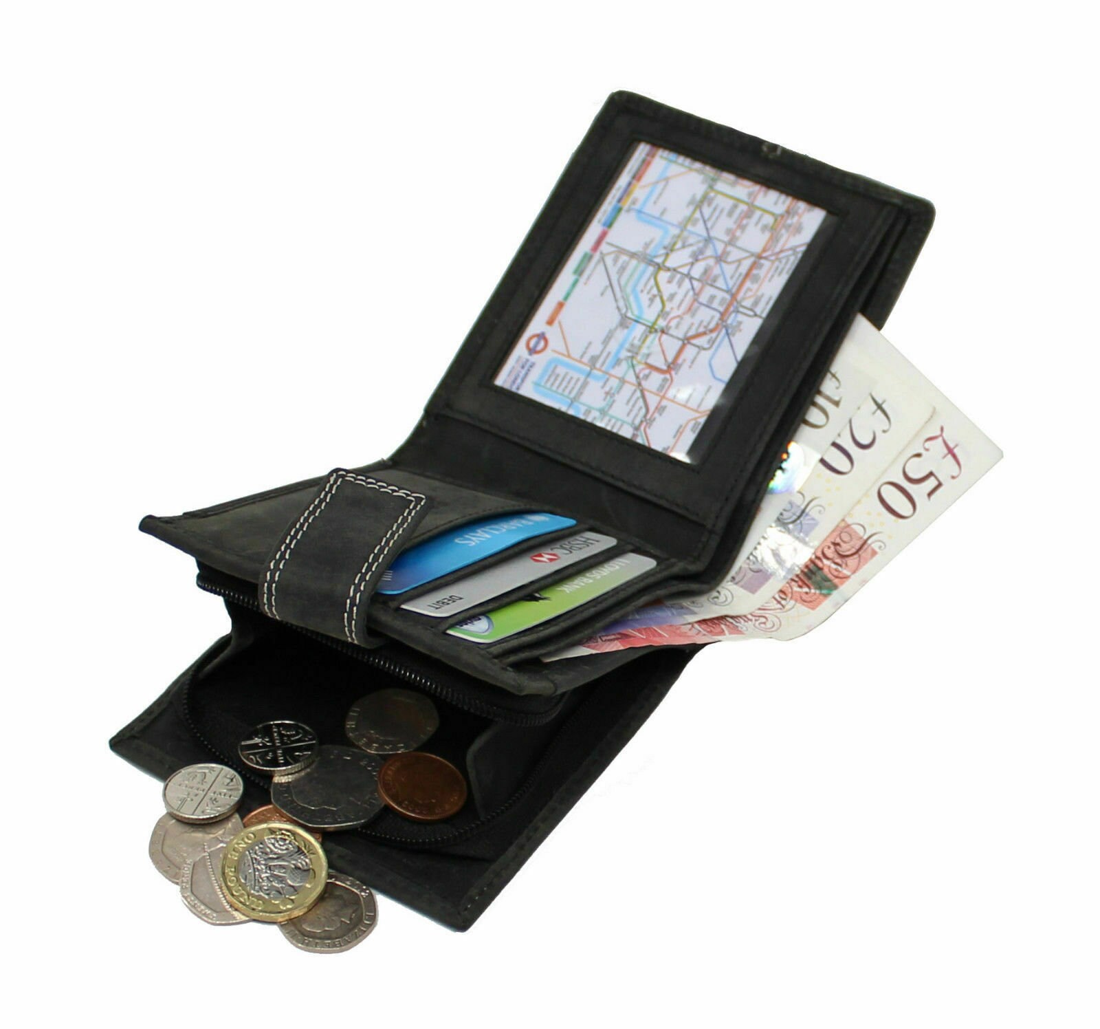 Genuine Distressed Leather RFID Blocking Billfold Wallet for Men High ...