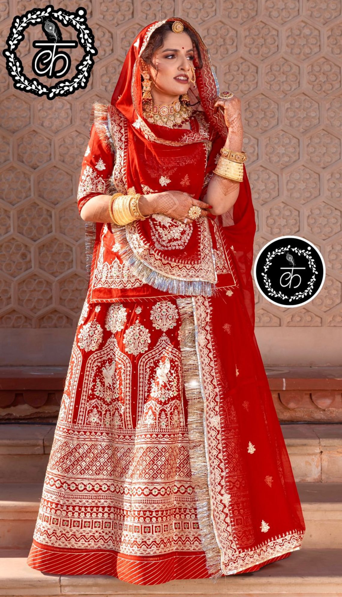 Humrahi Pure Bridal Red Color Rajputi Poshak With Zari Work, 2122318 - Etsy