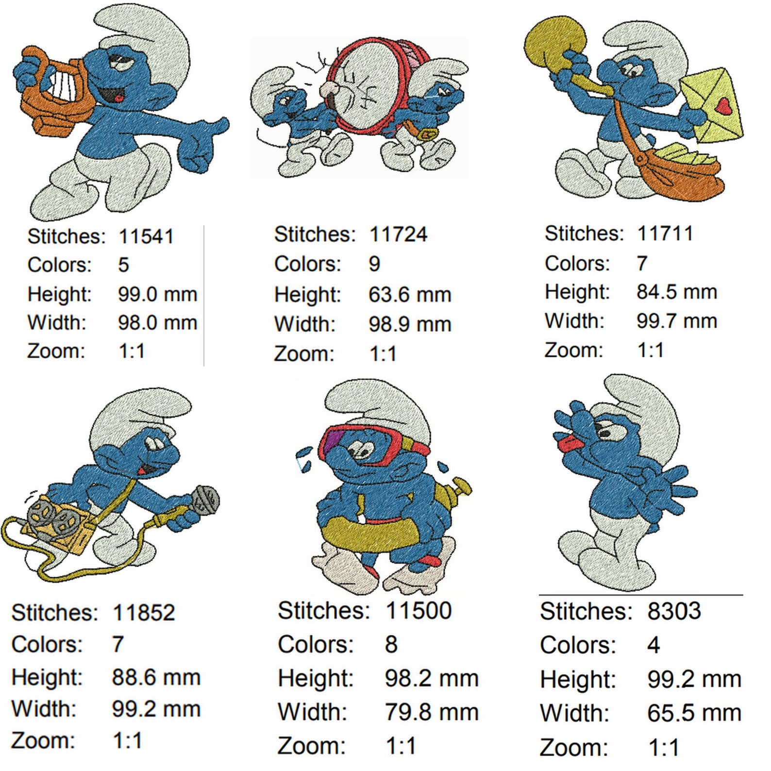 Smurf Machine Embroidery Files, 20 Designs, Smurf Embroidery Pattern - Etsy