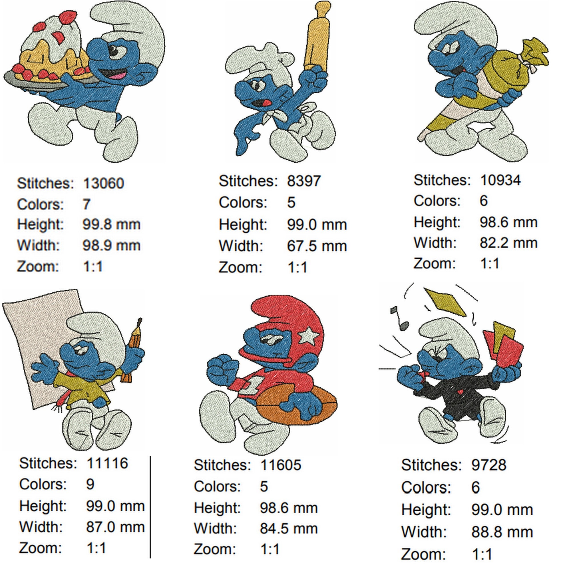 Smurf Machine Embroidery Files, 20 Designs, Smurf Embroidery Pattern - Etsy