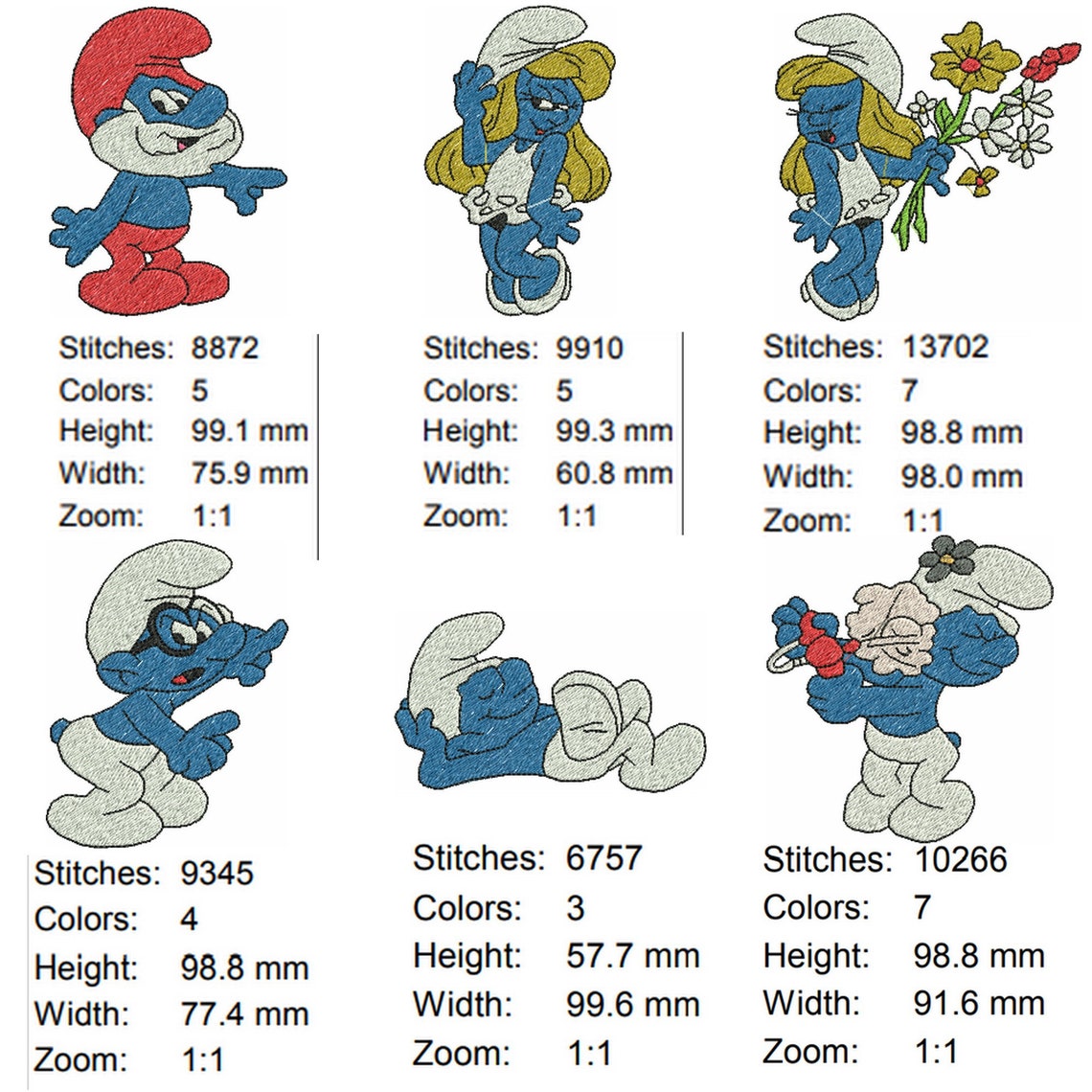 Smurf Machine Embroidery Files, 20 Designs, Smurf Embroidery Pattern - Etsy