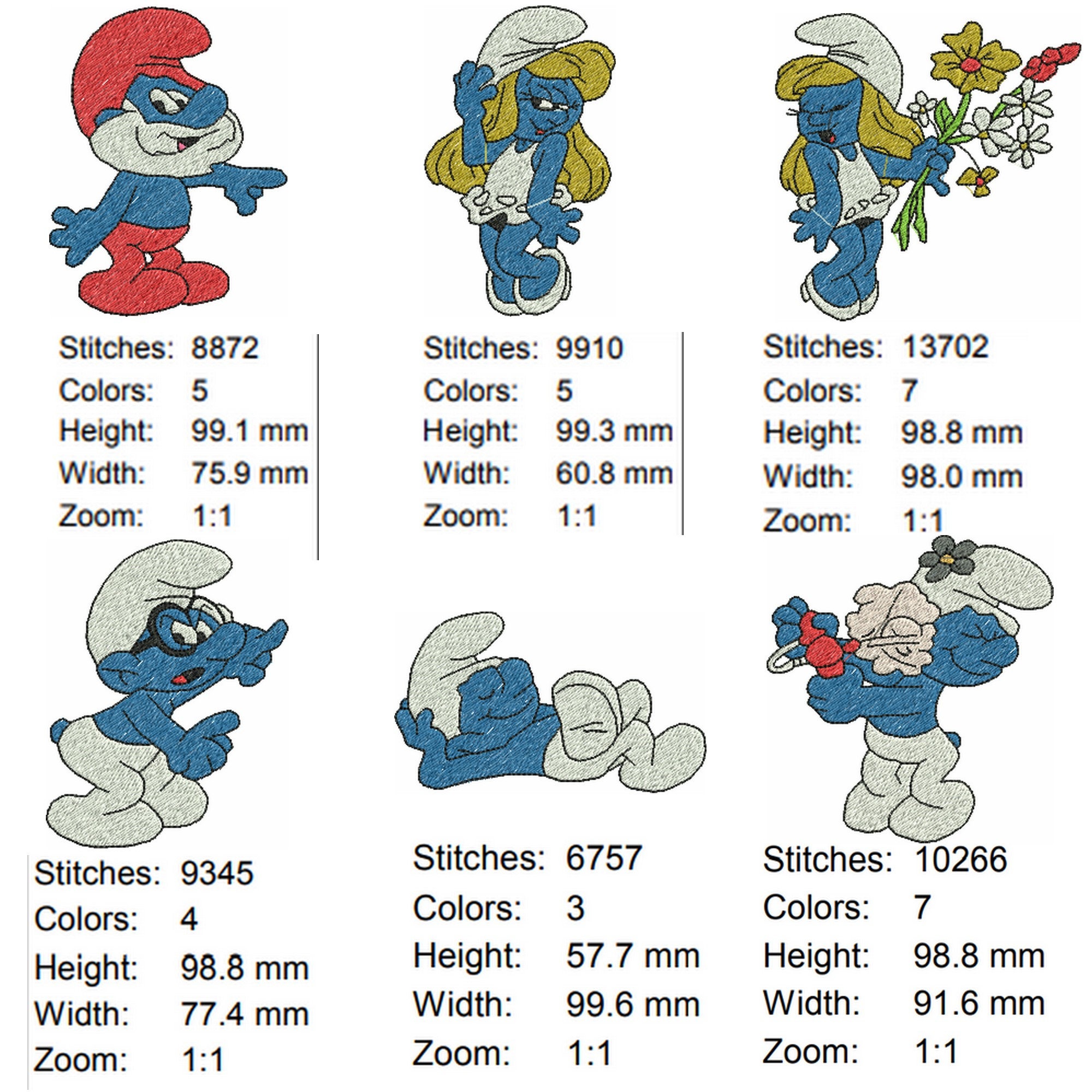 Smurf Machine Embroidery Files, 20 Designs, Smurf Embroidery Pattern - Etsy