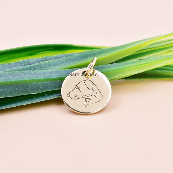 14K Yellow Gold Dog Face Charm Dog Memorial Necklace Pet - Etsy