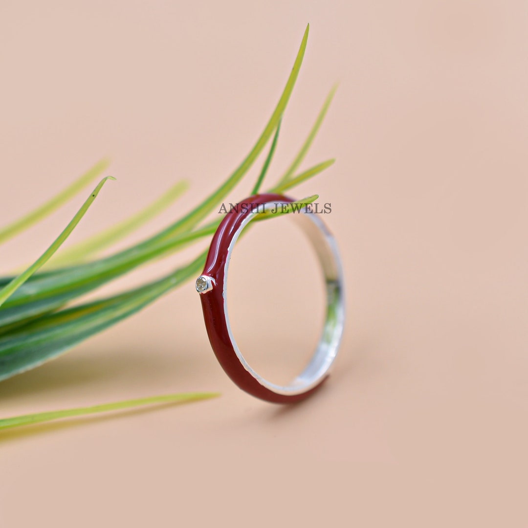 New Designer Colorful Single Band Ring Diamond Enamel Band Ring Jewelry ...