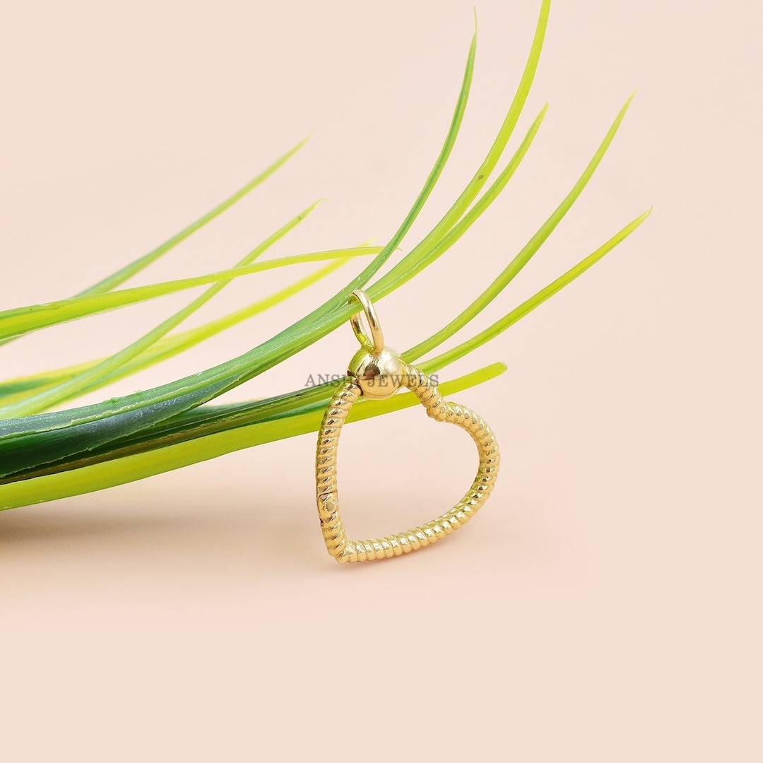 14K Yellow Gold Heart Lock Twisted Heart Enhancer Lock Jewelry ...