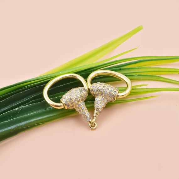 14K Yellow Gold Plated Snaffle Bit Pendant Single Cut Diamond - Etsy