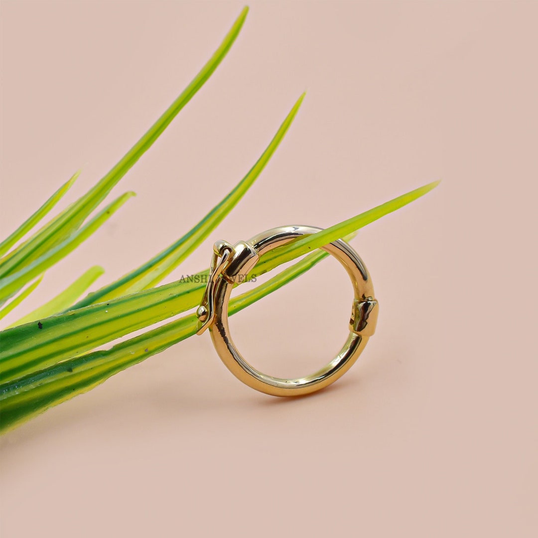Handmade 14K Yellow Gold Enhancer Lock, Buckle Clip Charm Lock Jewelry ...