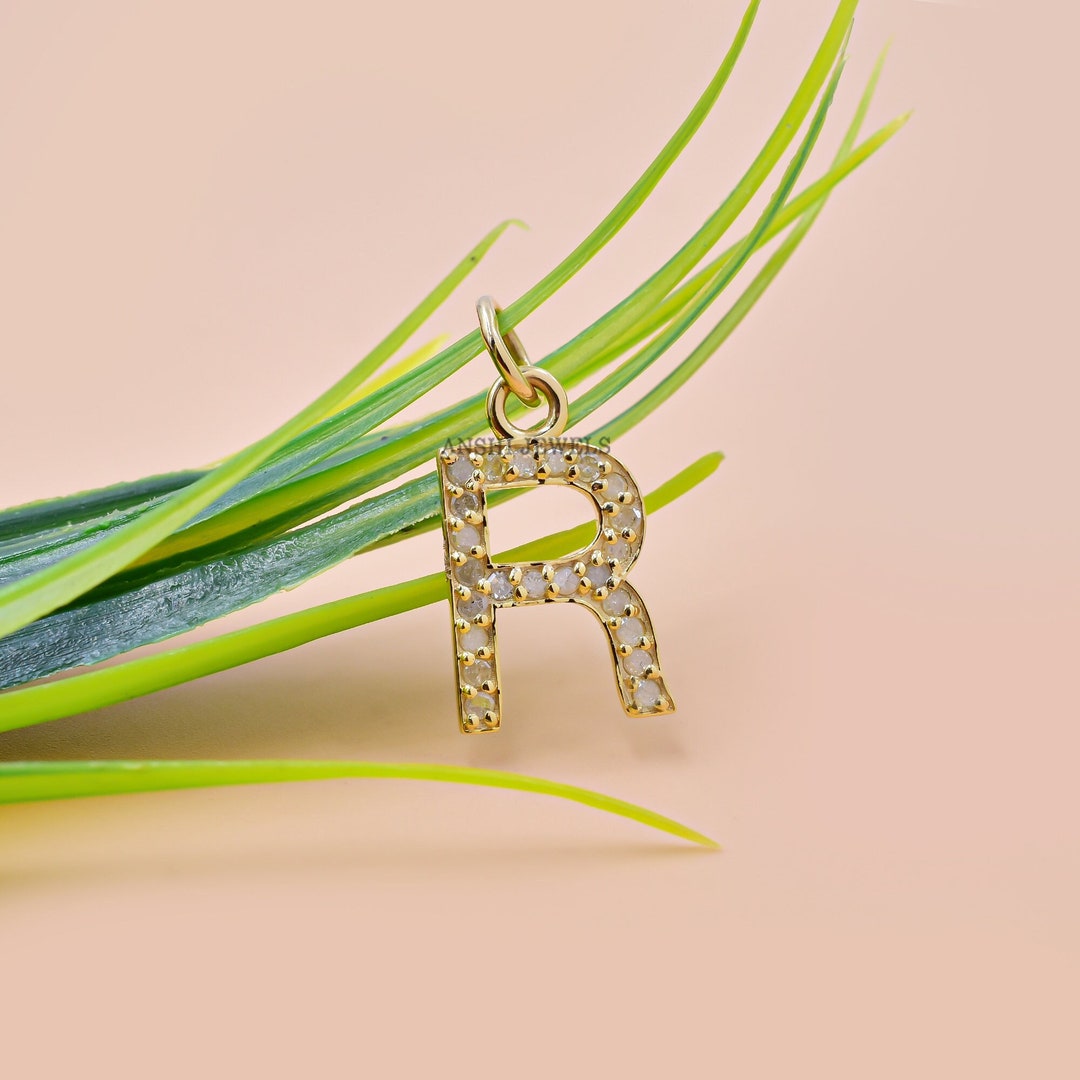 14K Yellow Gold R Letter Charm, All Alphabet Letter Charm, Custom ...