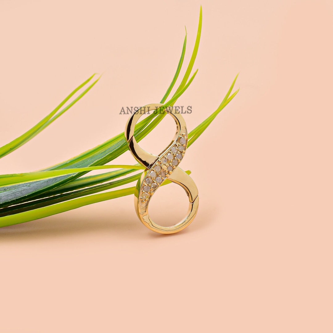 14K Yellow Gold Infinity Lock Diamond Infinity Charm Enhancer Lock ...