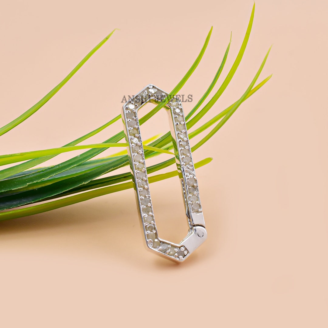 925 Silver Diamond Hexagon Clasp Lock Jewelry - Etsy