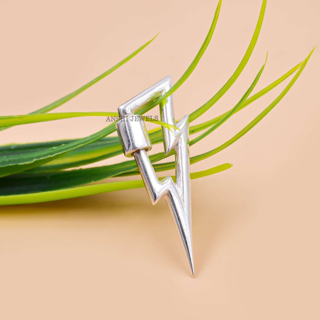 925 Sterling Silver Lightning Bolt Lock, Lightning Lock Jewelry, Plain ...