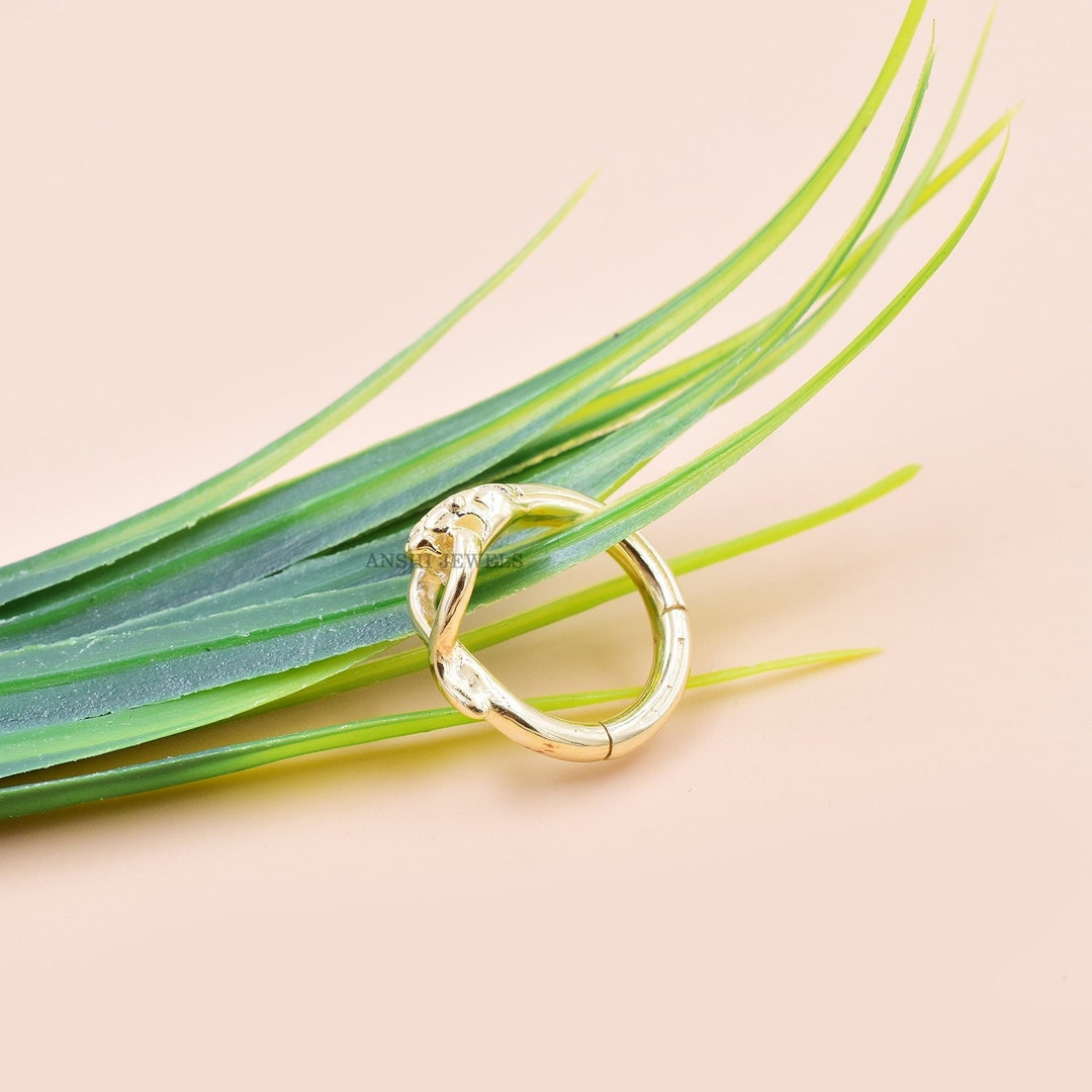 14K Yellow Gold Snake Charm Lock Gold Connector Lock Snack Charm Holder ...