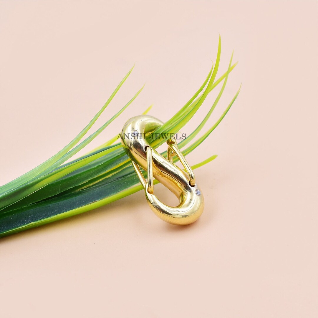 14K Yellow Gold Finding Clasp Lock Diamond S Lock Spring Charm Lock ...