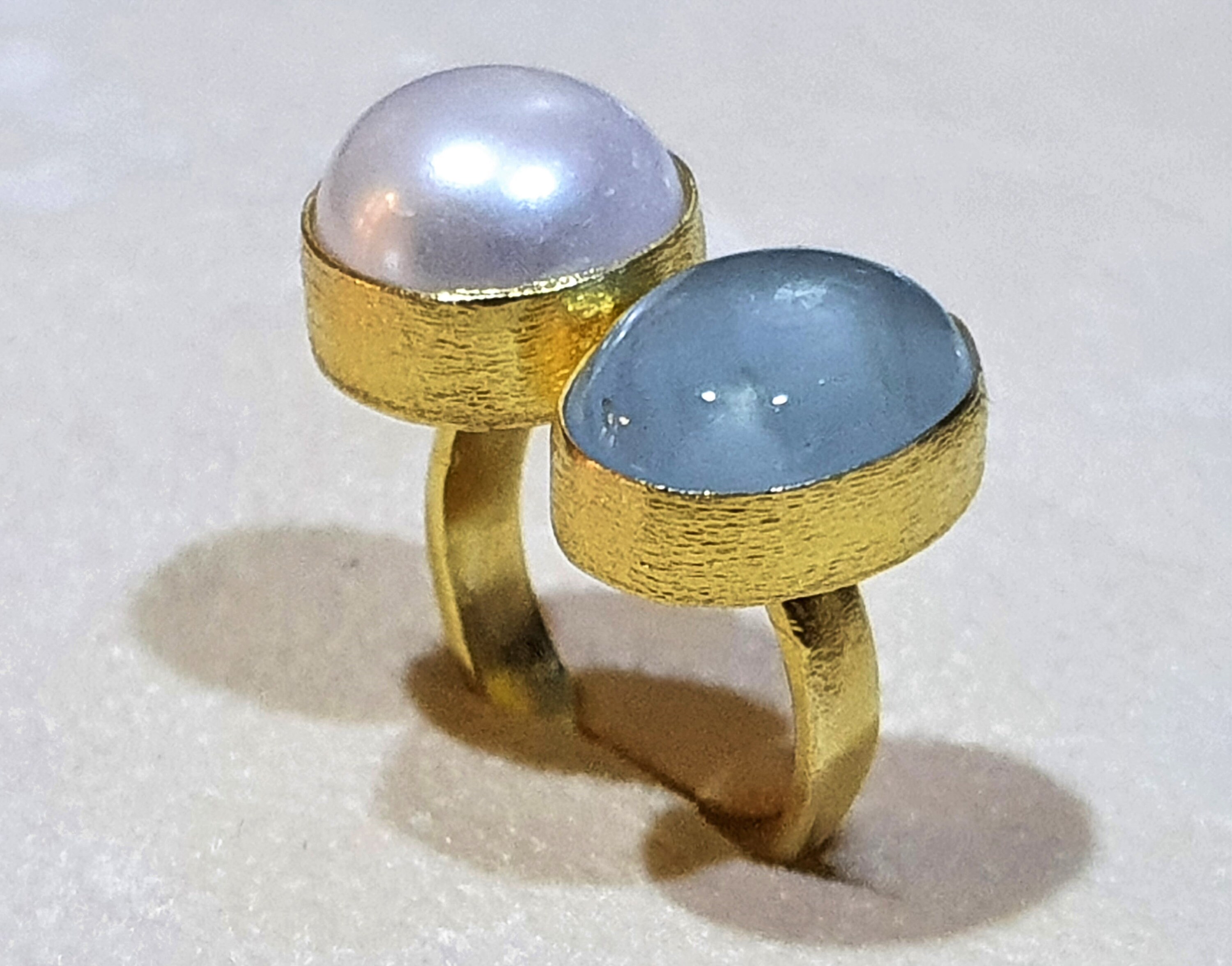 Aquamarine and pearl rings Etsy