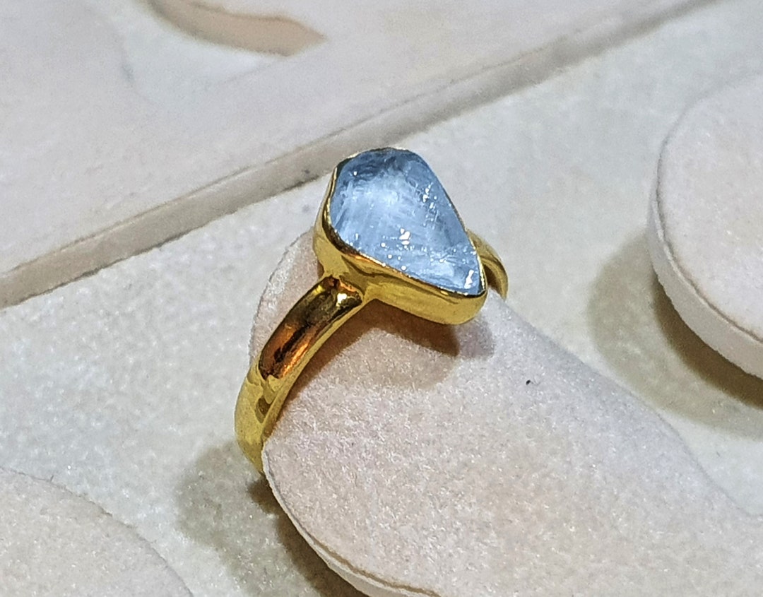 Aquamarine, Handmade Ring, Statement Gemstone Ring, Silver 925 Gold ...