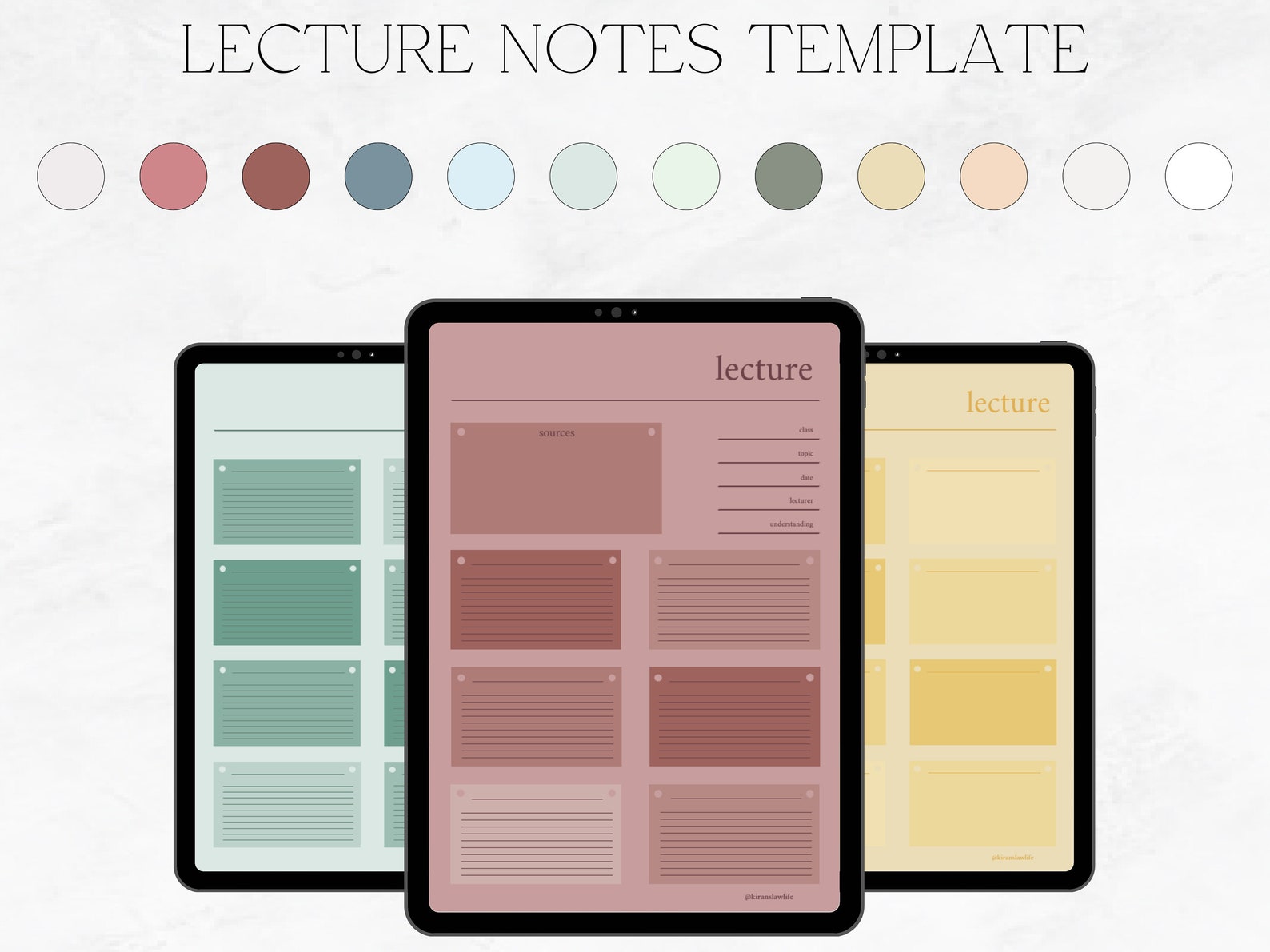Lecture Notes Template PDF Goodnotes Notability Onenote Student ...