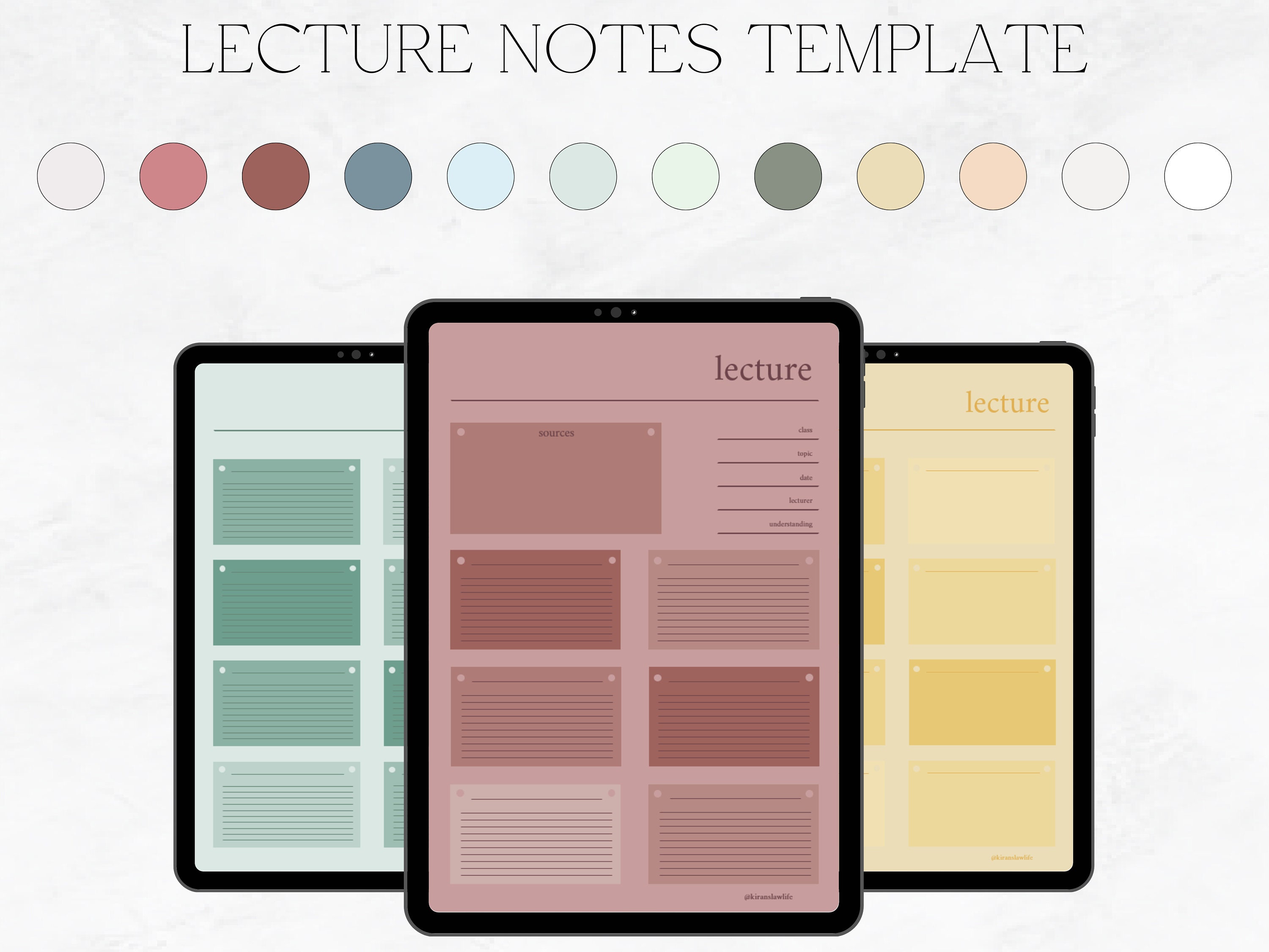 Lecture Notes Template PDF Goodnotes Notability Onenote Student ...