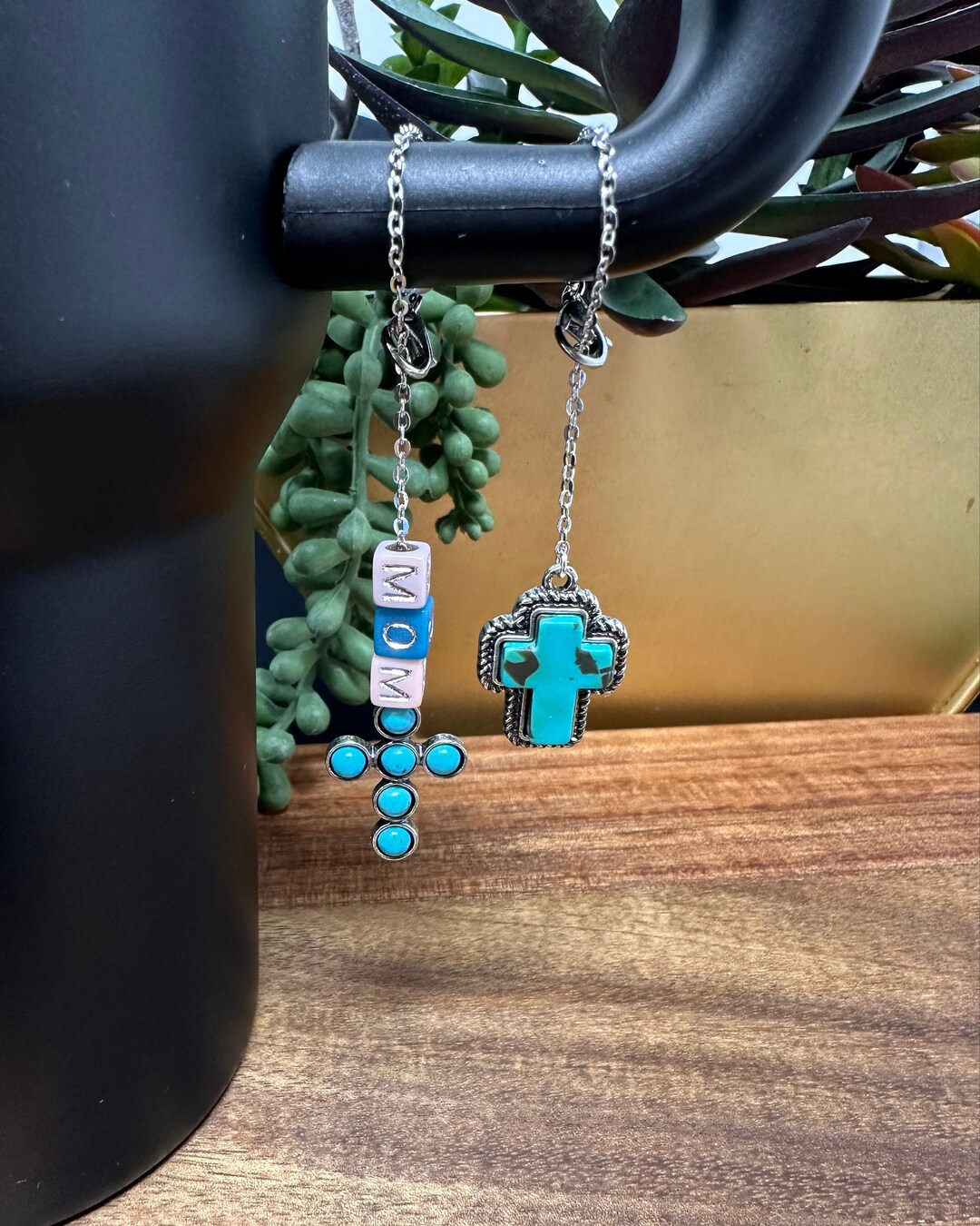 Stanley Tumbler Charm Turquoise Cross Charm Accessory Cup Charm Silver ...