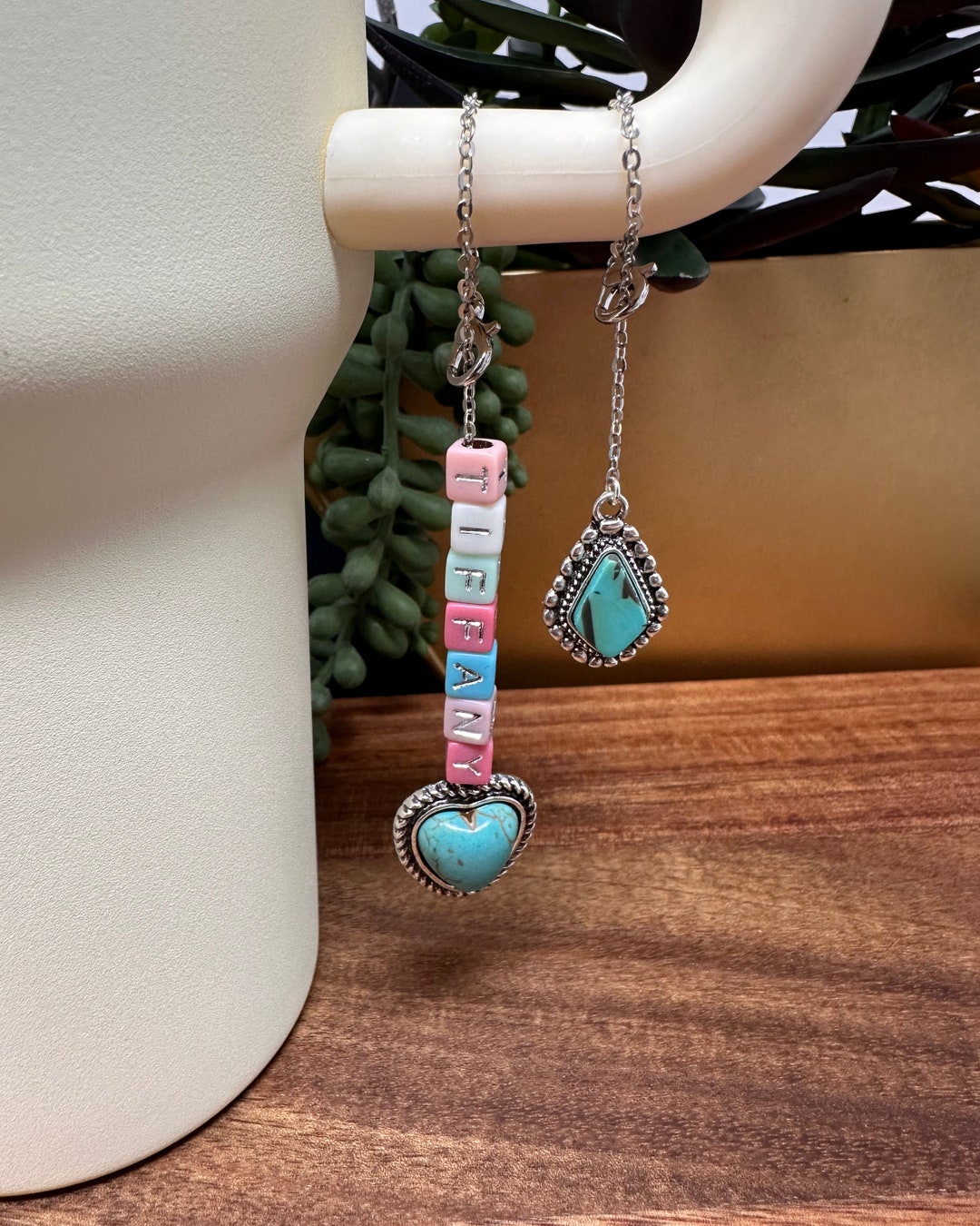 Western Turquoise Heart Charm Accessory Charm Silver Turquoise Tumbler ...