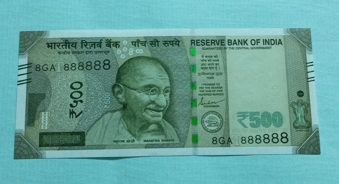 Super Solid 8 Prefix 500 Rupee Note 888888 Uncirculated India, Fancy ...