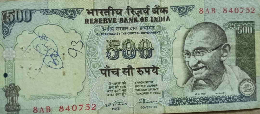 Rare Indian Vintage 500 Rupees Banknote - C. Rangarajan Signature (1987 ...