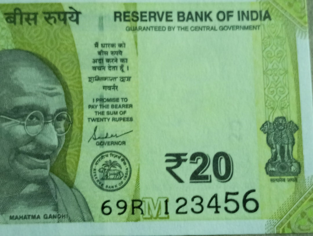 UNC 20 Rupees Indian Banknote Amazing India Series Ladder Number 123456 ...