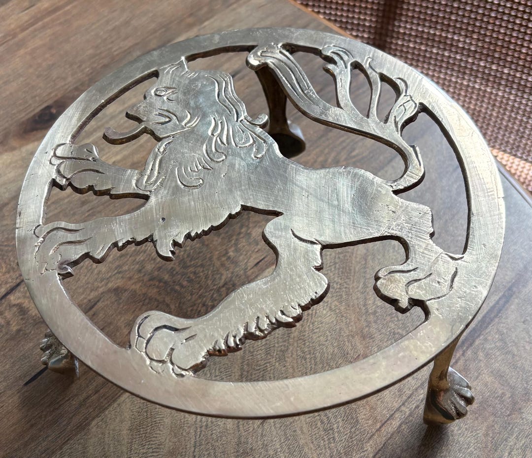 Vintage Brass Lion Trivet Stand • Victorian Brass Decor • Raised ...