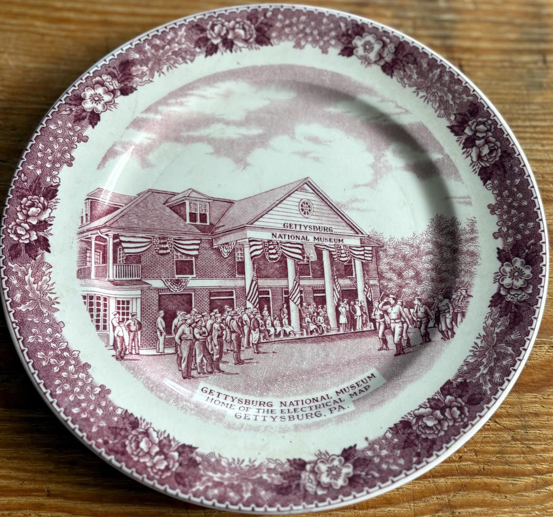 Small Vintage Gettysburg National Museum Plate • English Staffordshire ...
